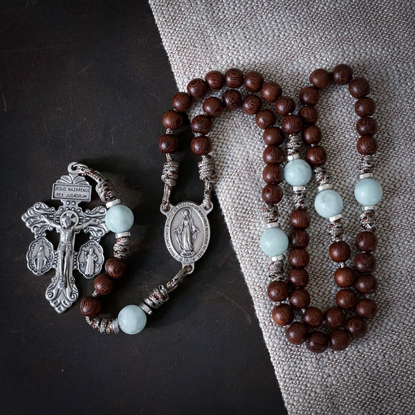 Handmade Wooden Queen of Angels Rosary